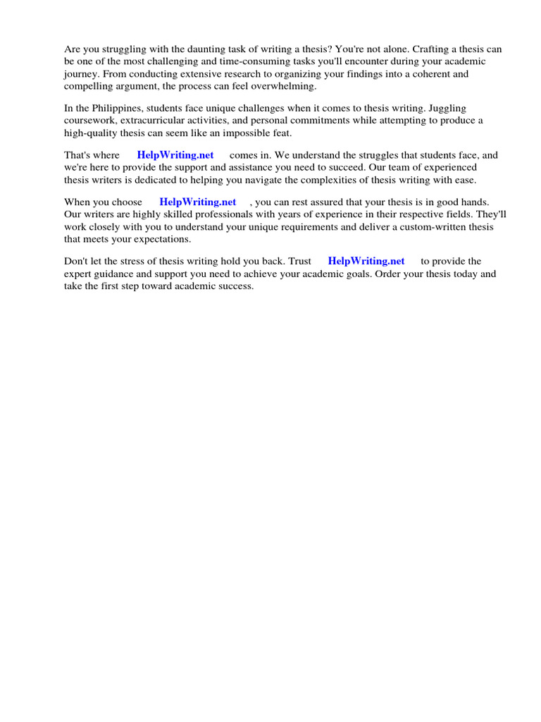 Thesis Writing Help in the Philippines | PDF | Thesis