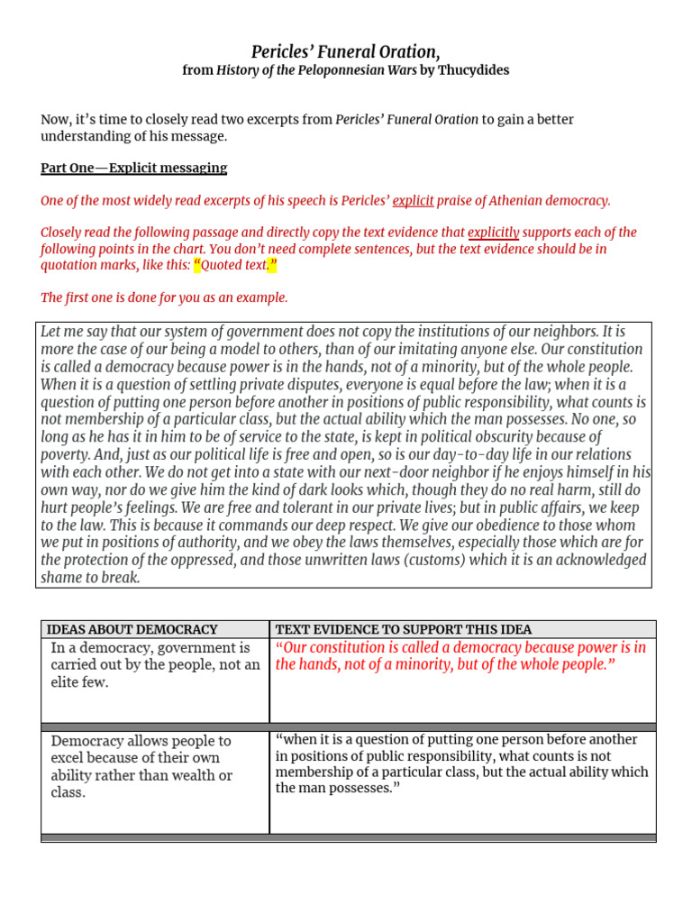 Englis III Pericles' Funeral Oration | PDF
