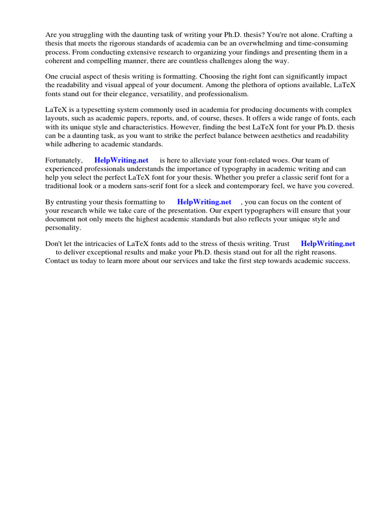 Best Latex Font For PHD Thesis | PDF