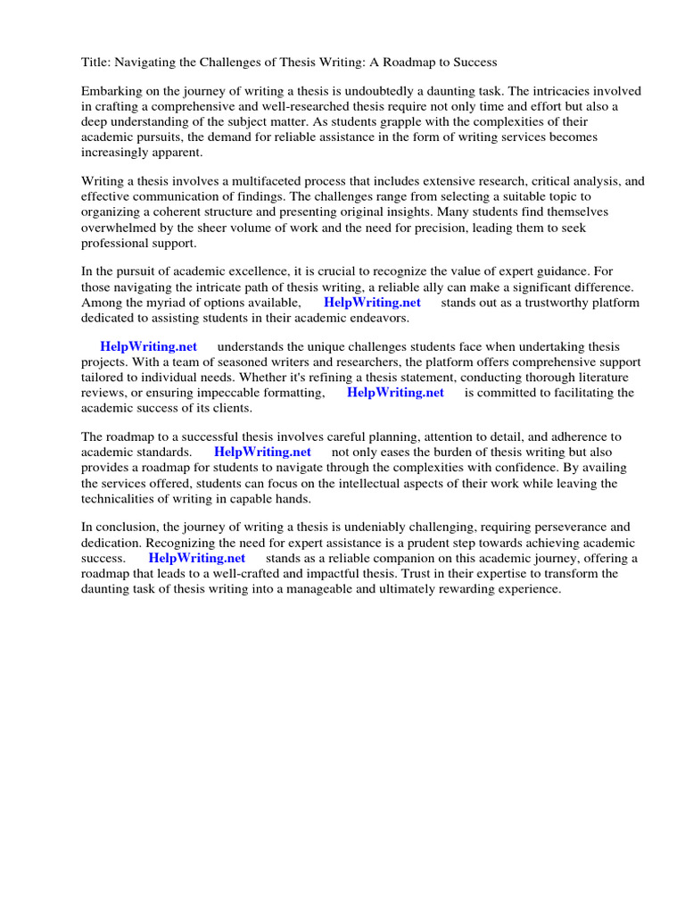 Thesis and Roadmap | PDF