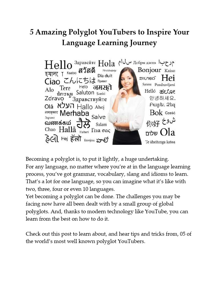 5 Amazing Polyglot YouTubers To Inspire Your Language Learning Journey Aikojf | PDF