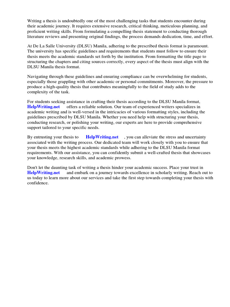 Dlsu Manila Thesis Format | PDF