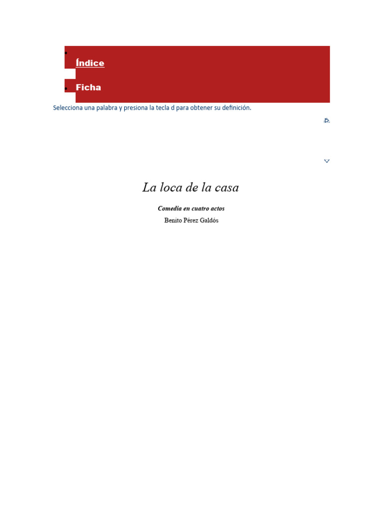 La loca de la casa: Comedia en cuatro actos | PDF