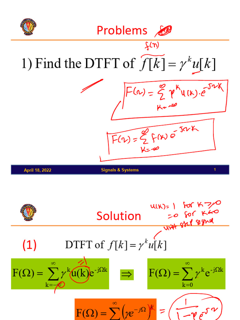 Lecture _DTFT_DFT_17.04.2022 | PDF | Discrete Fourier Transform ...
