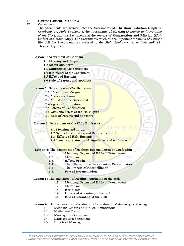 Module 2 Theo3 | PDF | Eucharist | Baptism