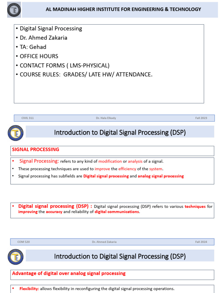 Comm 520 Lec 1 Pdf Sampling Signal Processing Digital Signal Processing