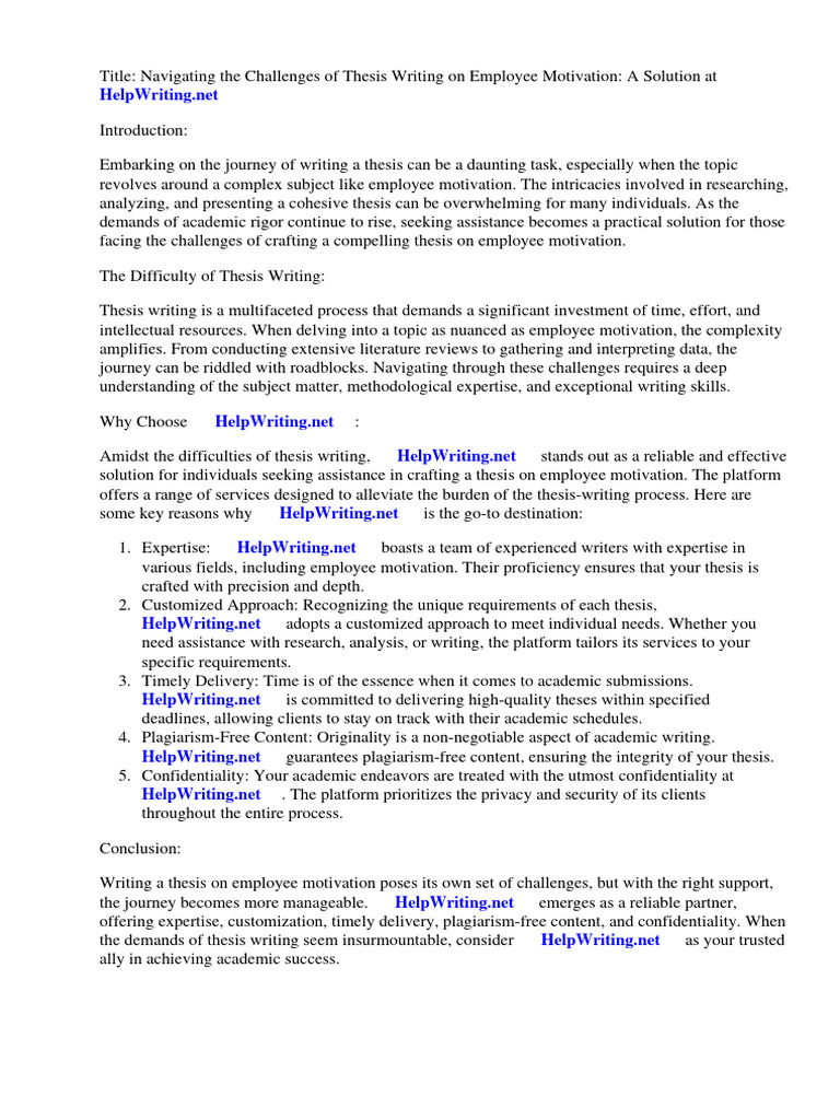 Thesis Employee Motivation PDF | PDF | Motivation | Motivational