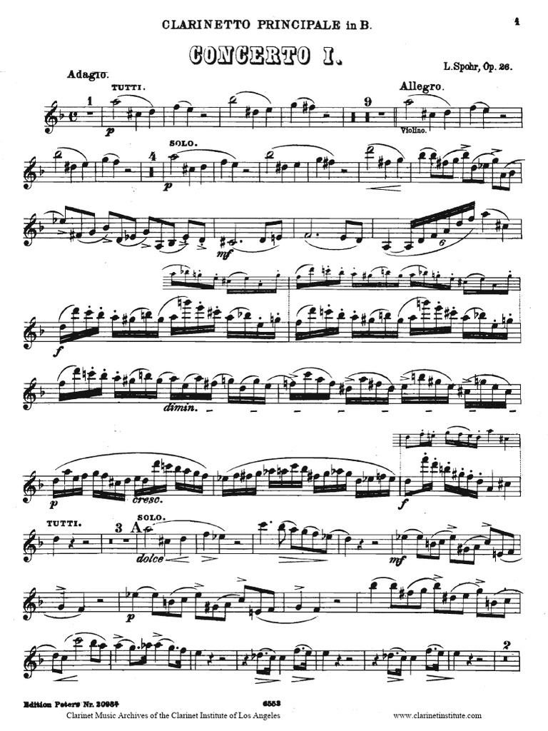 Clarinet Institute Spohr Concerto 1 | PDF | Classical Music