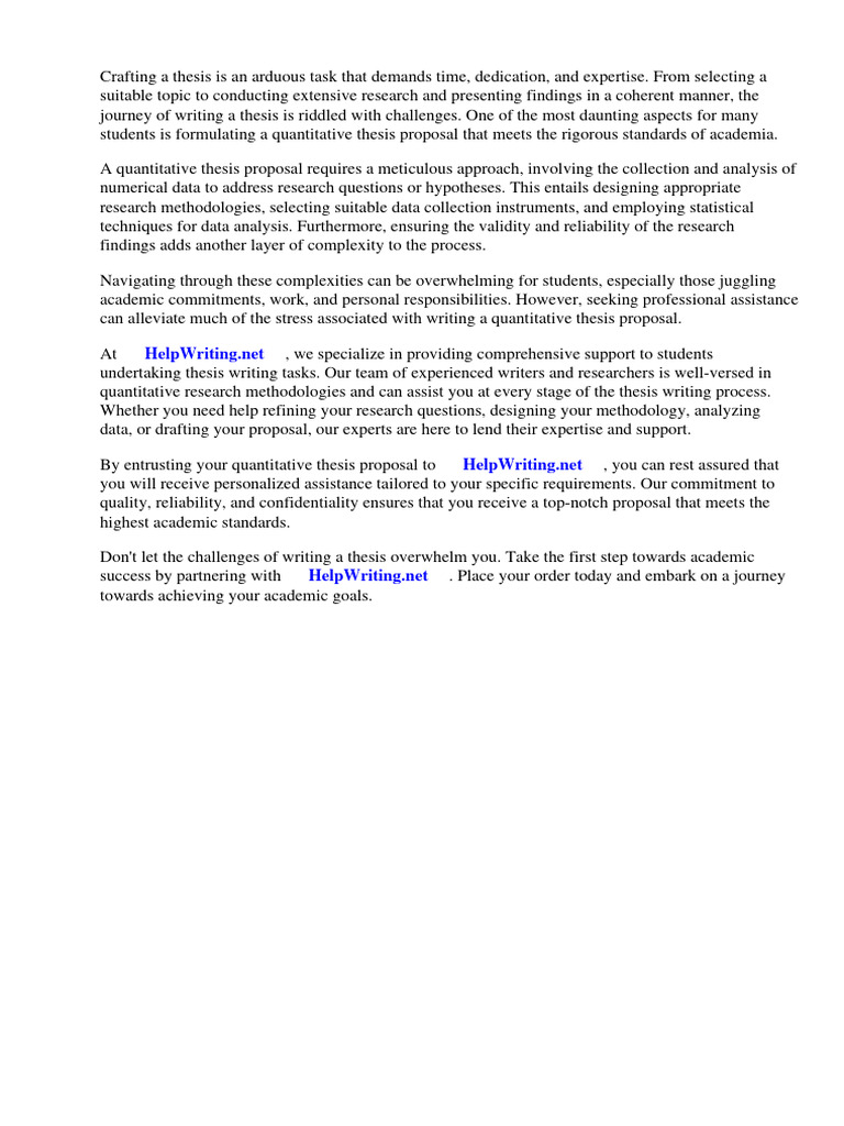 Sample Quantitative Thesis Proposal Pdf Thesis Sampling Statistics 1924