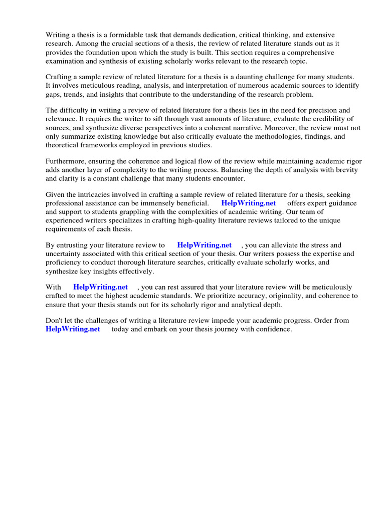 Sample Review of Related Literature For Thesis | PDF | Thesis | Essays
