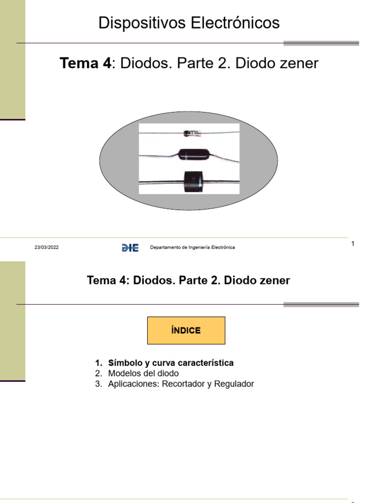 Dispositivos Electrónicos: Tema 4: Diodos. Parte 2. Diodo Zener | PDF | Diodo | Ingeniería de ...