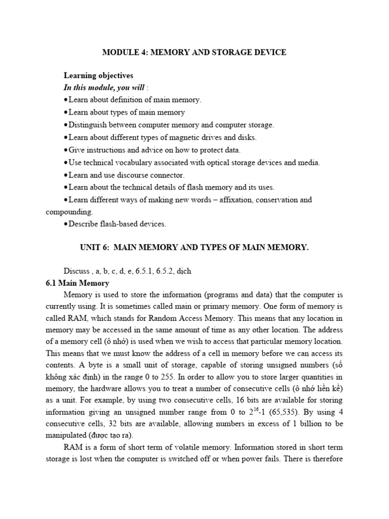 Textbook U6 U7 | PDF | Computer Data Storage | Random Access Memory