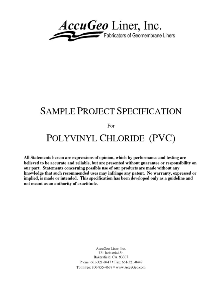 Sample PVC Project Spec | PDF | Welding | Construction