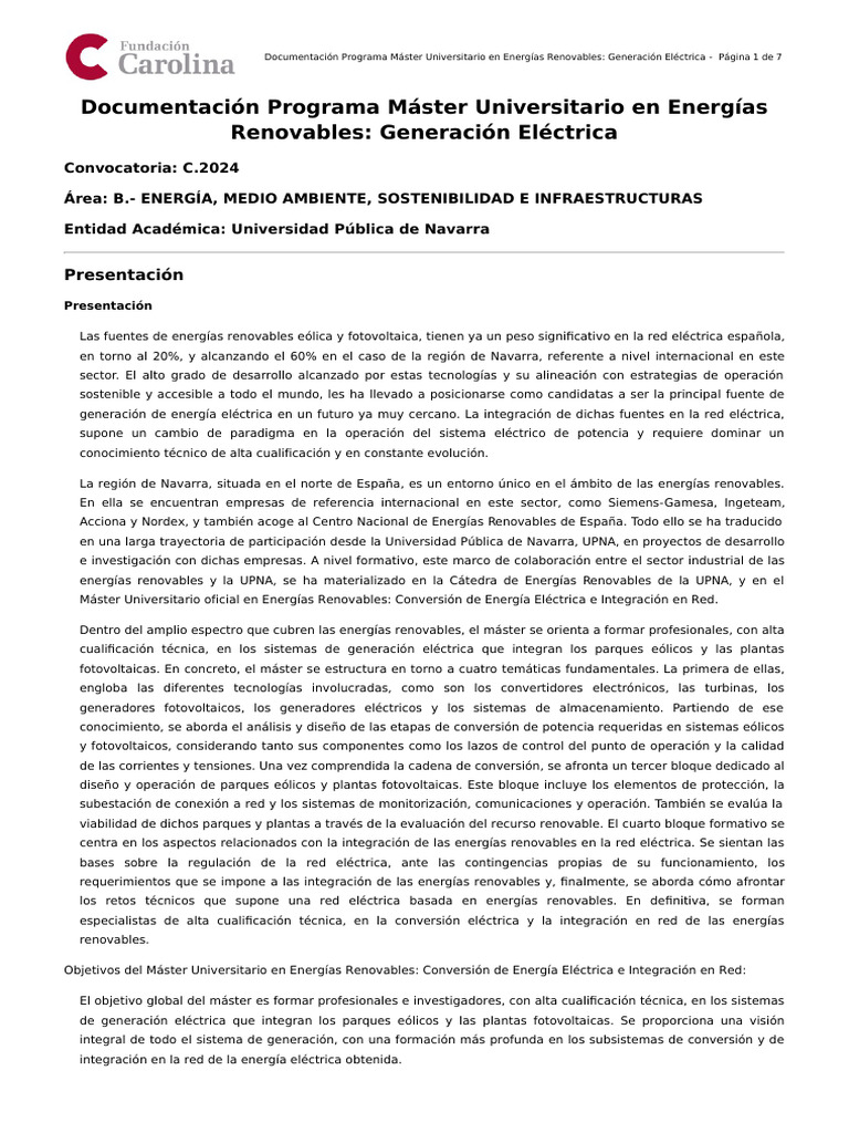 1º - Máster Universitario en Energías Renovables - Generación Eléctrica - C.202425 - 02 - 2024 ...