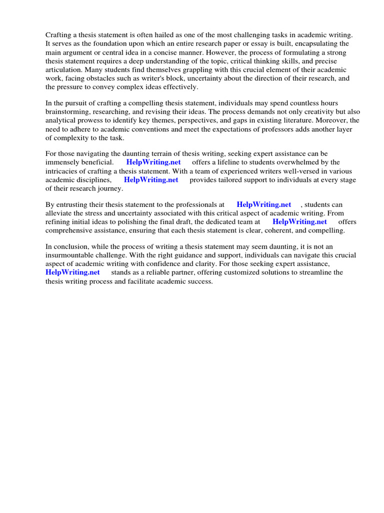 Thesis Statement Skeleton | PDF | Essays | Thesis