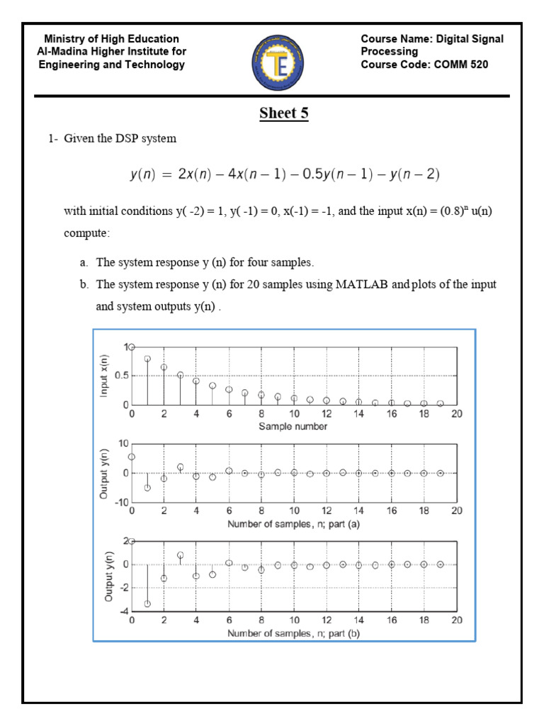 5-COMM 520 DSP sheet 5 answer | PDF