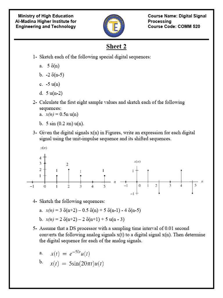 2 - COMM 520 DSP Sheet 2 | PDF