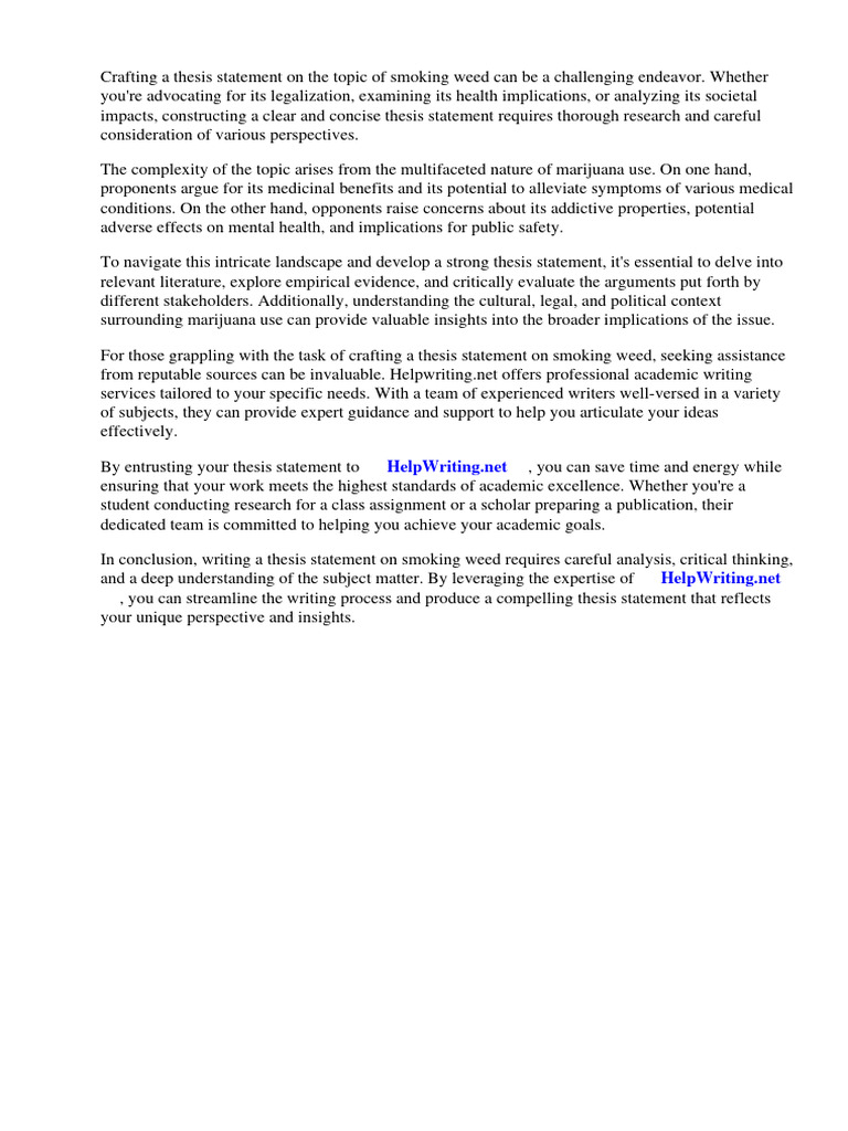 Thesis Statement On Smoking Weed | PDF | Cannabis (Drug) | Medical Cannabis
