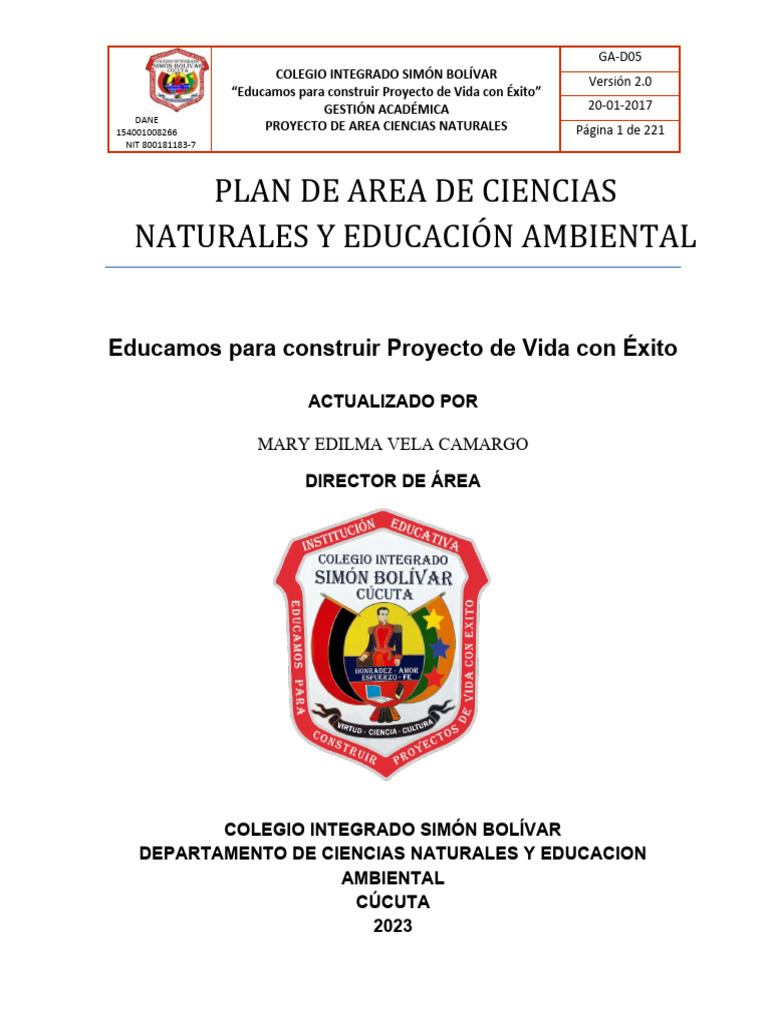 Plan de Area Ciencias Naturales | PDF