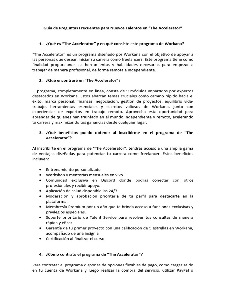 Proyecto "The Accelerator" Workana | PDF | Persona de libre dedicación