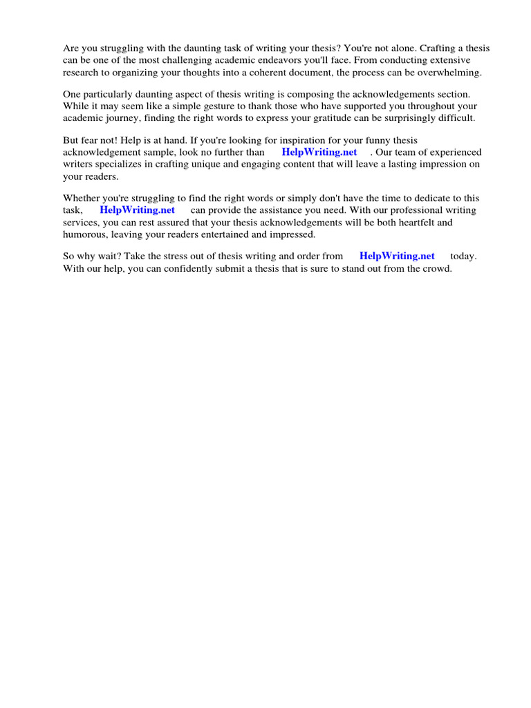 Funny Thesis Acknowledgement Sample | PDF | Thesis | Doctor Of Philosophy