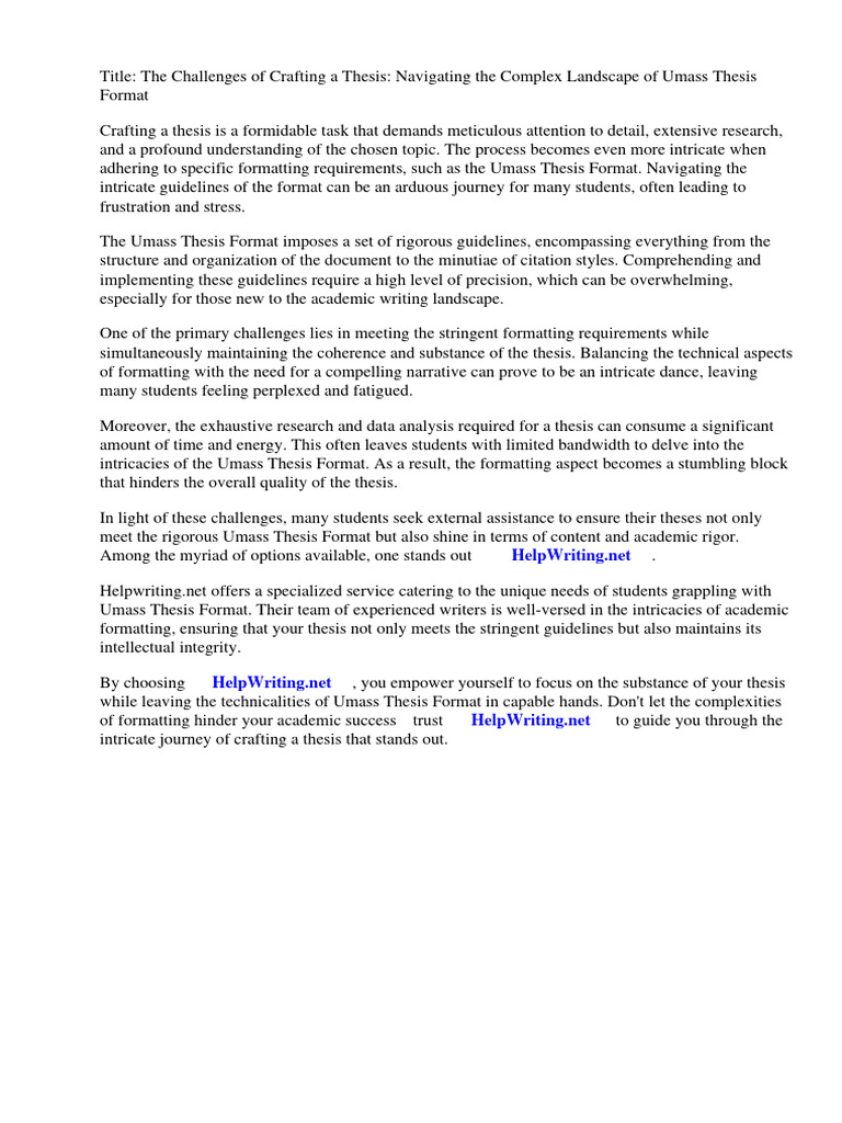 Umass Thesis Format | PDF | Thesis | Electrical Engineering