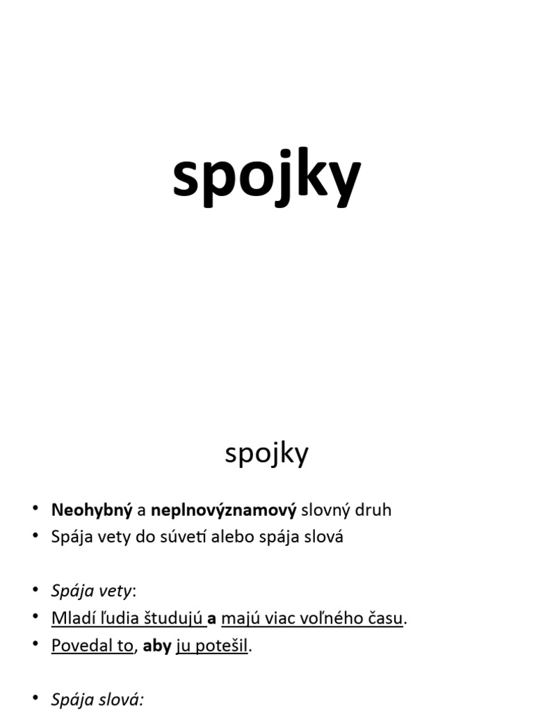 Spojky Prezentácia - Teória + Cvičenia | PDF