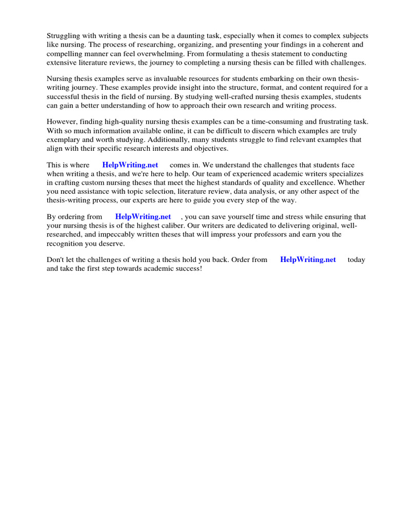 Nursing Thesis Examples | PDF | Nursing | Essays
