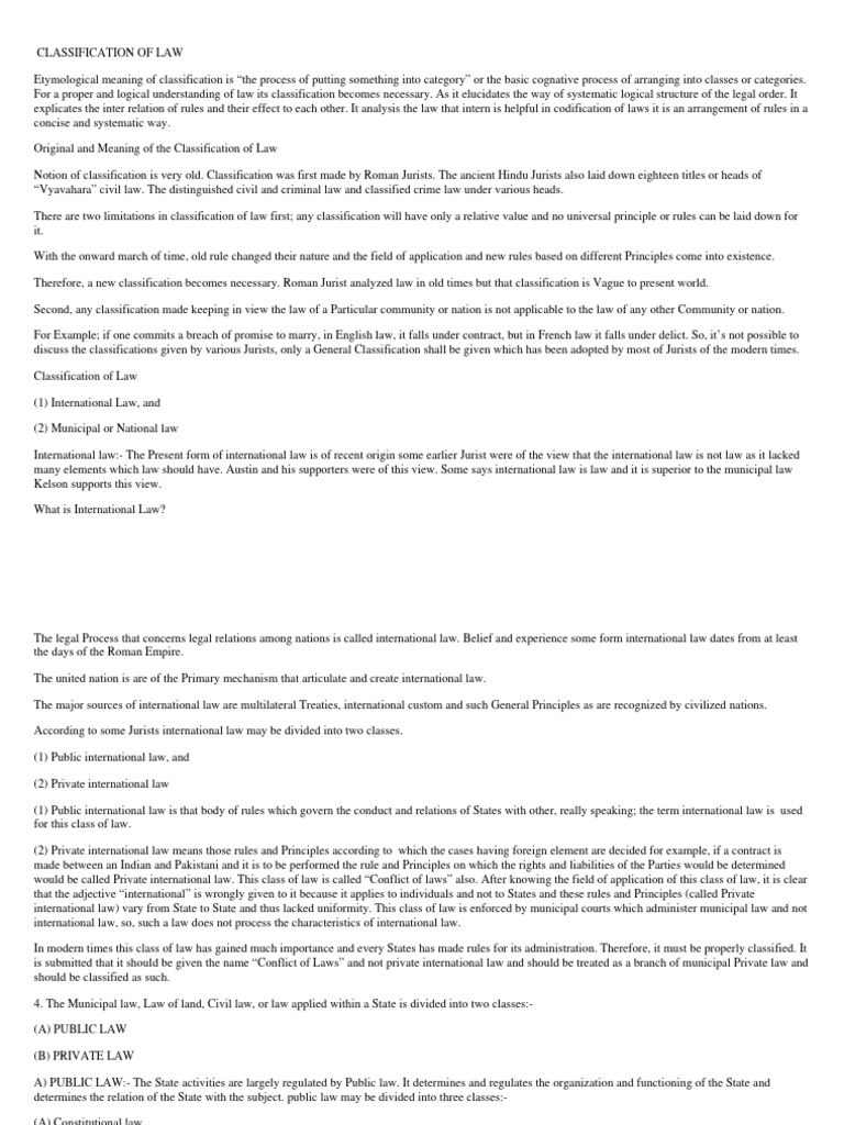 Classification of Law | PDF | International Law | Crimes