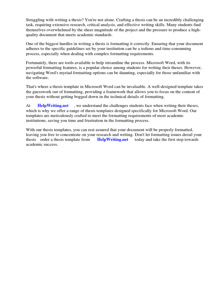 Thesis Template in Microsoft Word | PDF