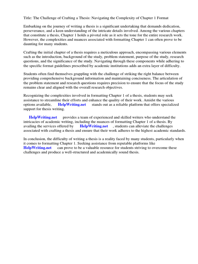 Format Thesis Paper Chapter 1 | PDF | Thesis | Essays