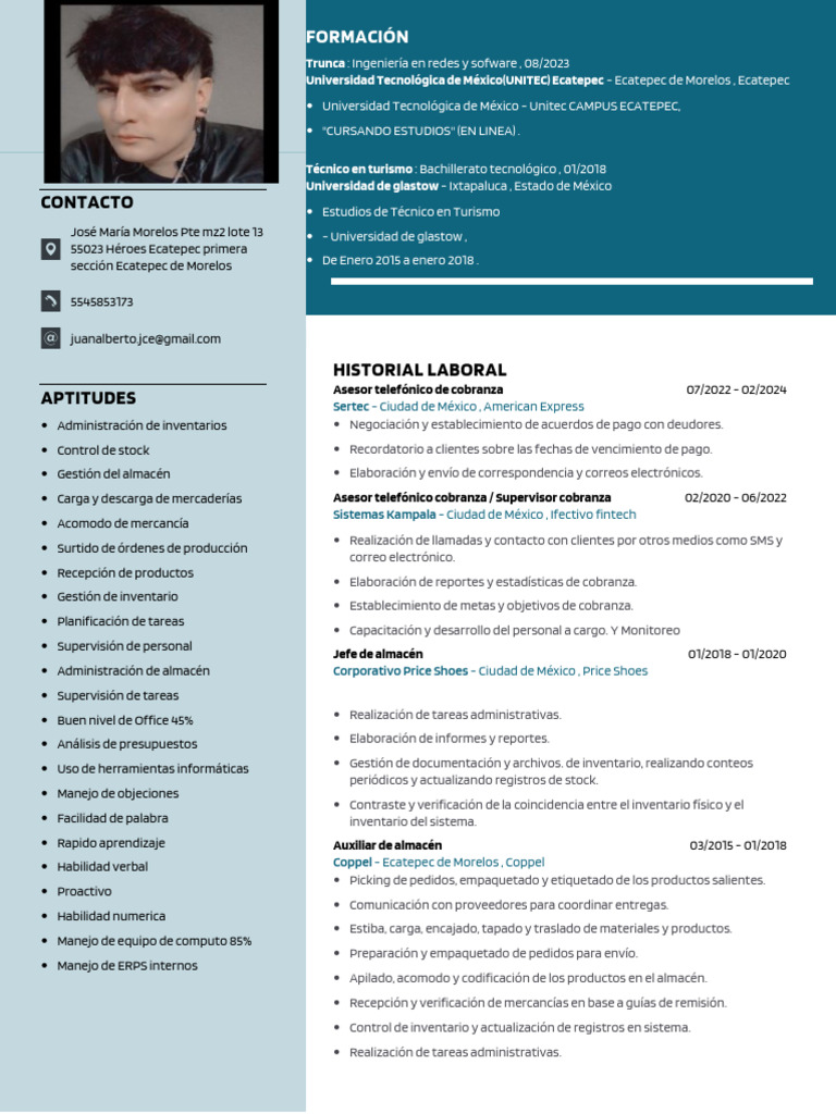 CV de José María Morelos: Experto en Almacén | PDF | Industrias de ...