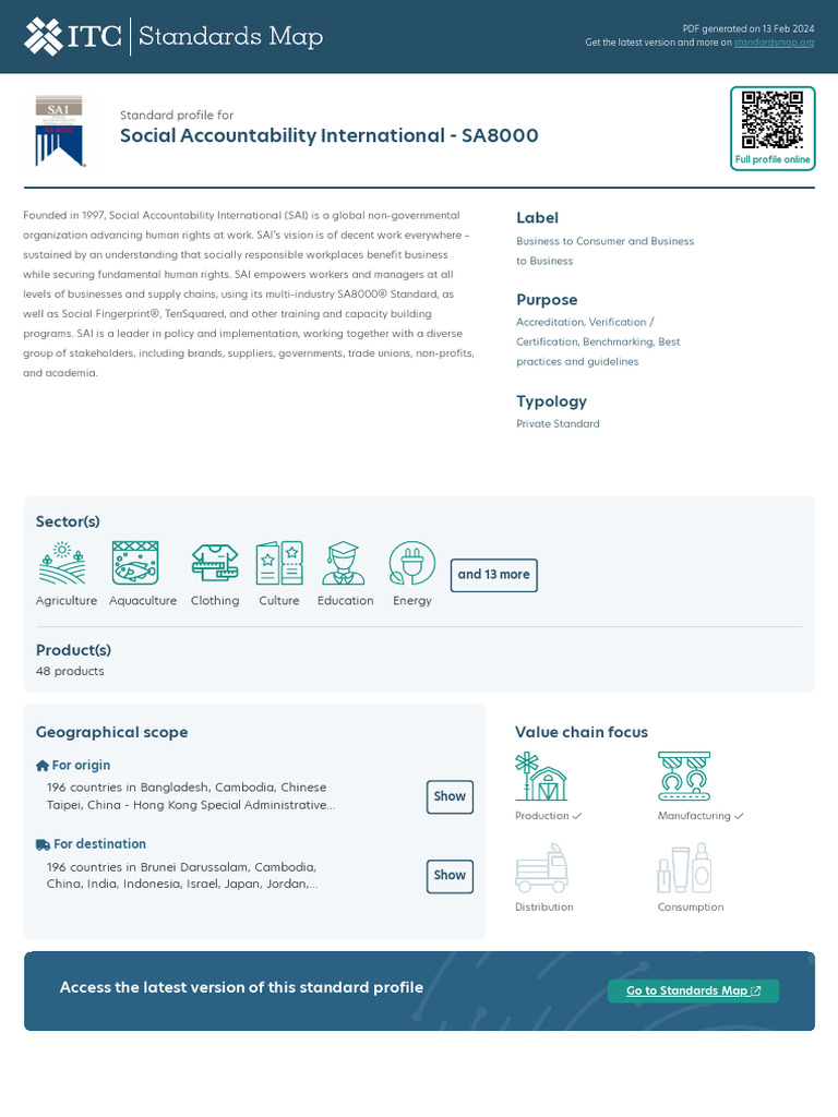 Social Accountability International - SA8000 | PDF | Supply Chain ...