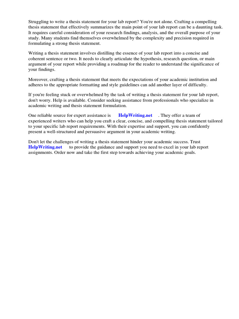 Lab Report Thesis Statement | PDF | Experiment | Solubility