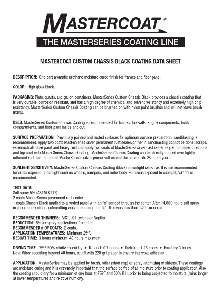 Mastercoat Chassis Black Datasheet | PDF | Paint | Materials