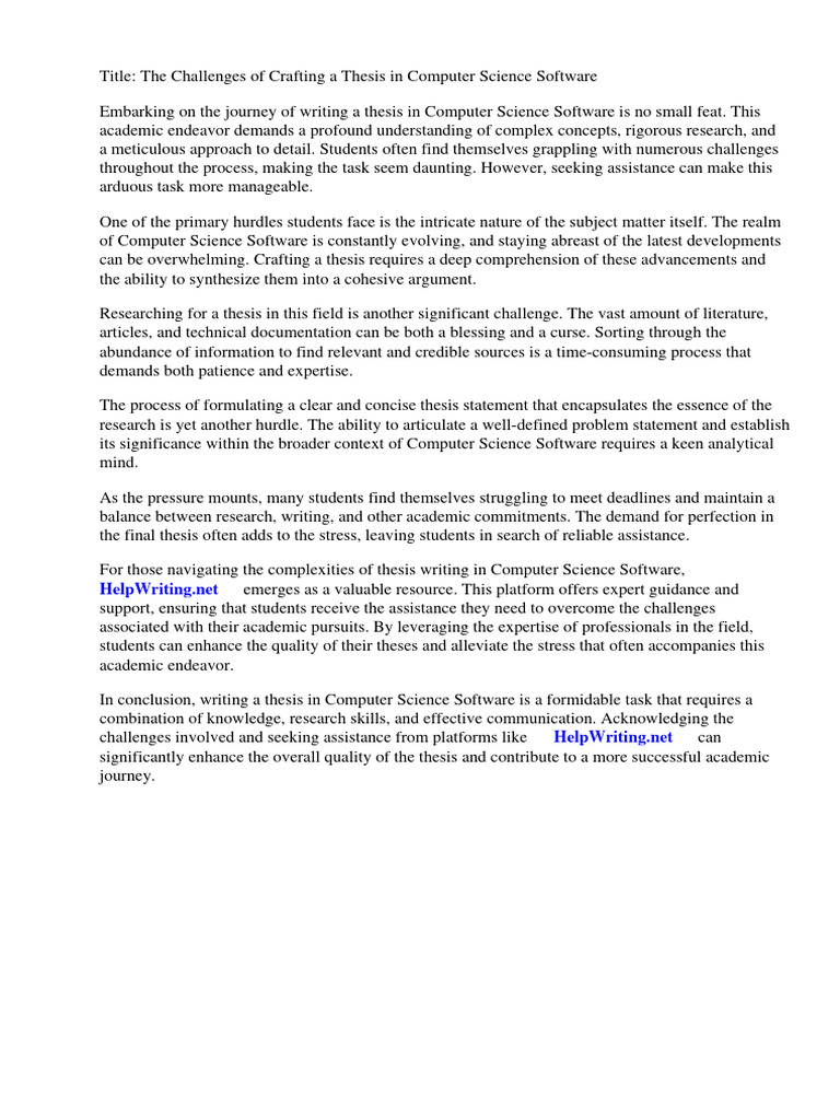 Thesis in Computer Science Software | PDF | Computer Science | Thesis