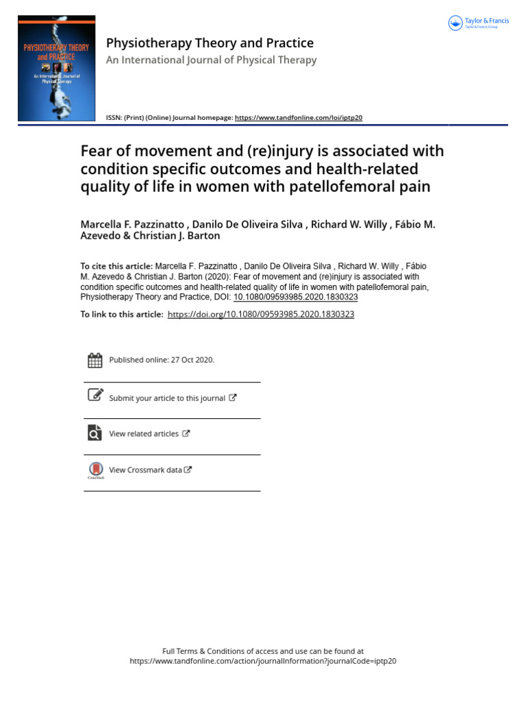 Fear of Movement in Women with PFP | PDF | Pain | Physical Therapy