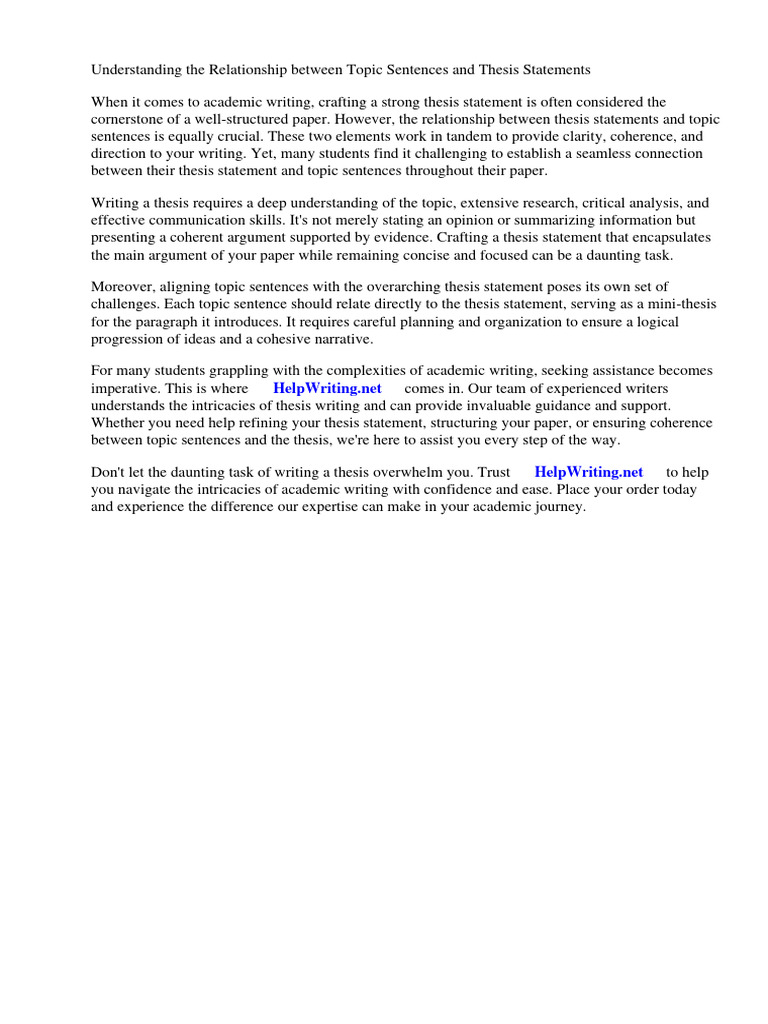 Thesis and Topic Sentence Connection | PDF | Essays | Logic