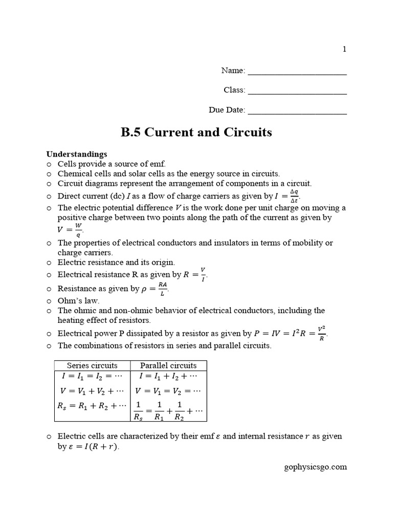 Understanding Current and Circuits | PDF | Electrical Resistance And ...