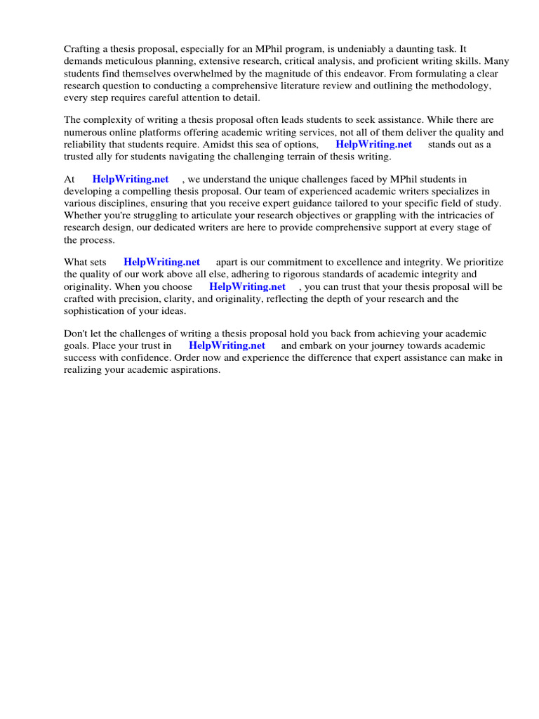 Mphil Thesis Proposal Sample | PDF | Thesis | Methodology