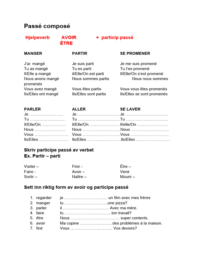 Pratique du passé composé en français | PDF