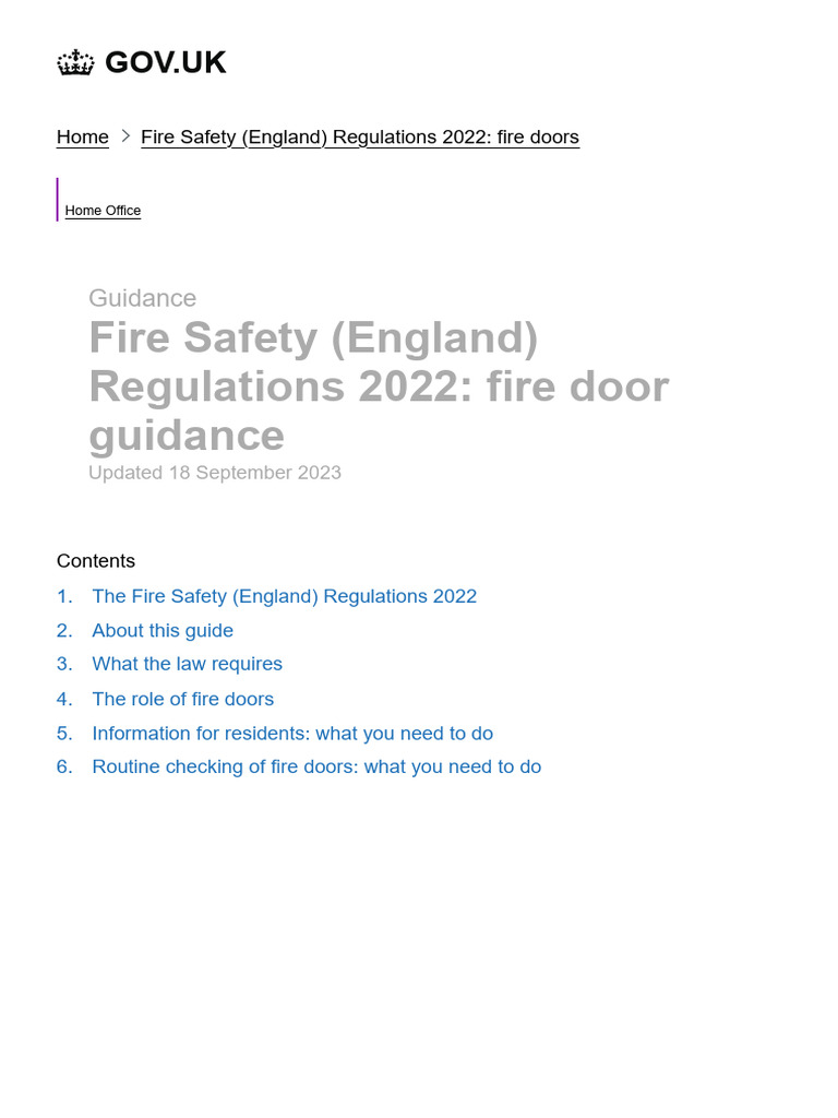 Fire Safety (England) Regulations 2022 - Fire Door Guidance - GOV - UK ...
