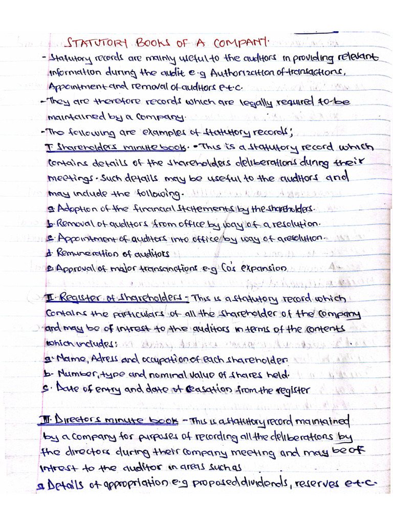 Statutory Books, Constitutive Documents and Audit Tests 08-13-2023 11. ...