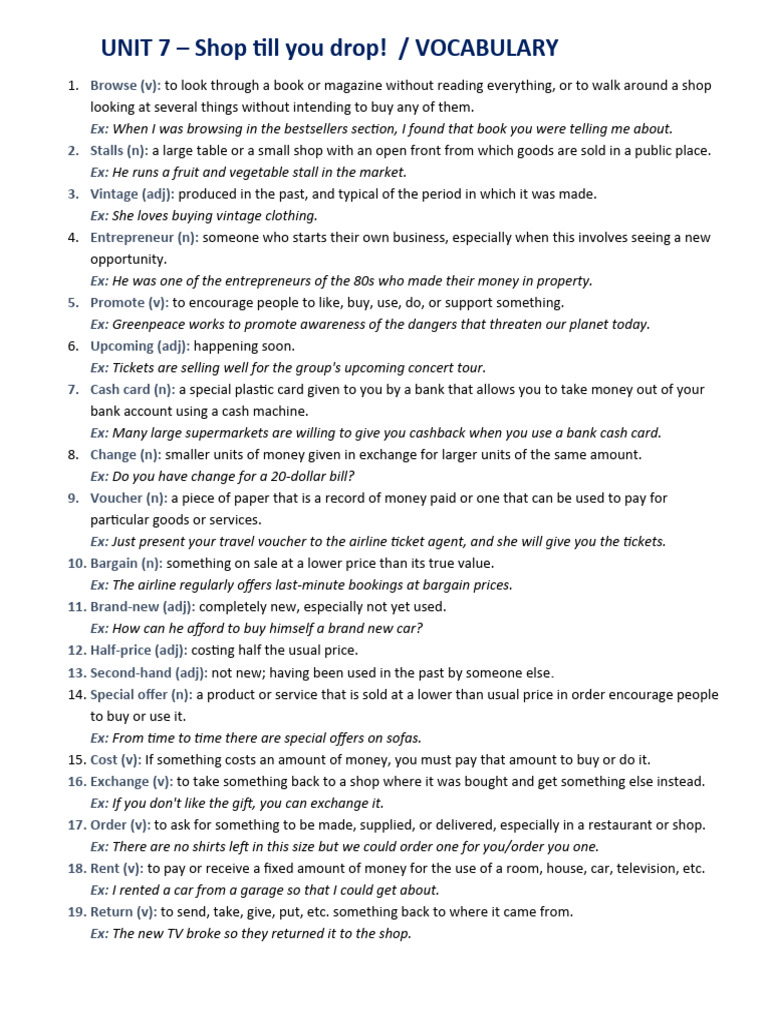 Odev Unit-7-Vocab | PDF