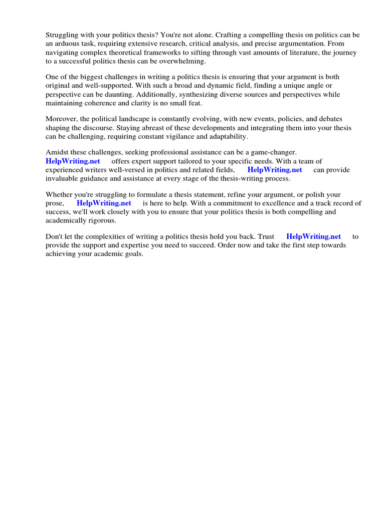 Politics Thesis Statement | PDF | Thesis | Essays Politics Thesis Statement | PDF | Thesis | Essays