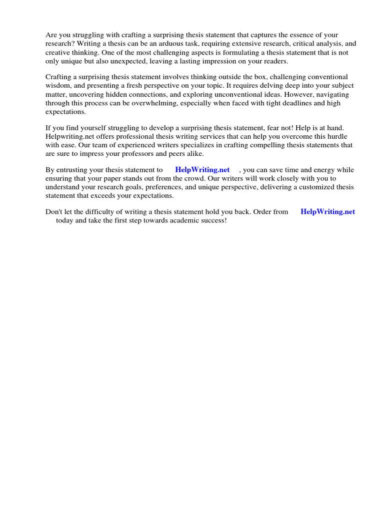 Surprise Thesis Statement | PDF | Essays | Thesis