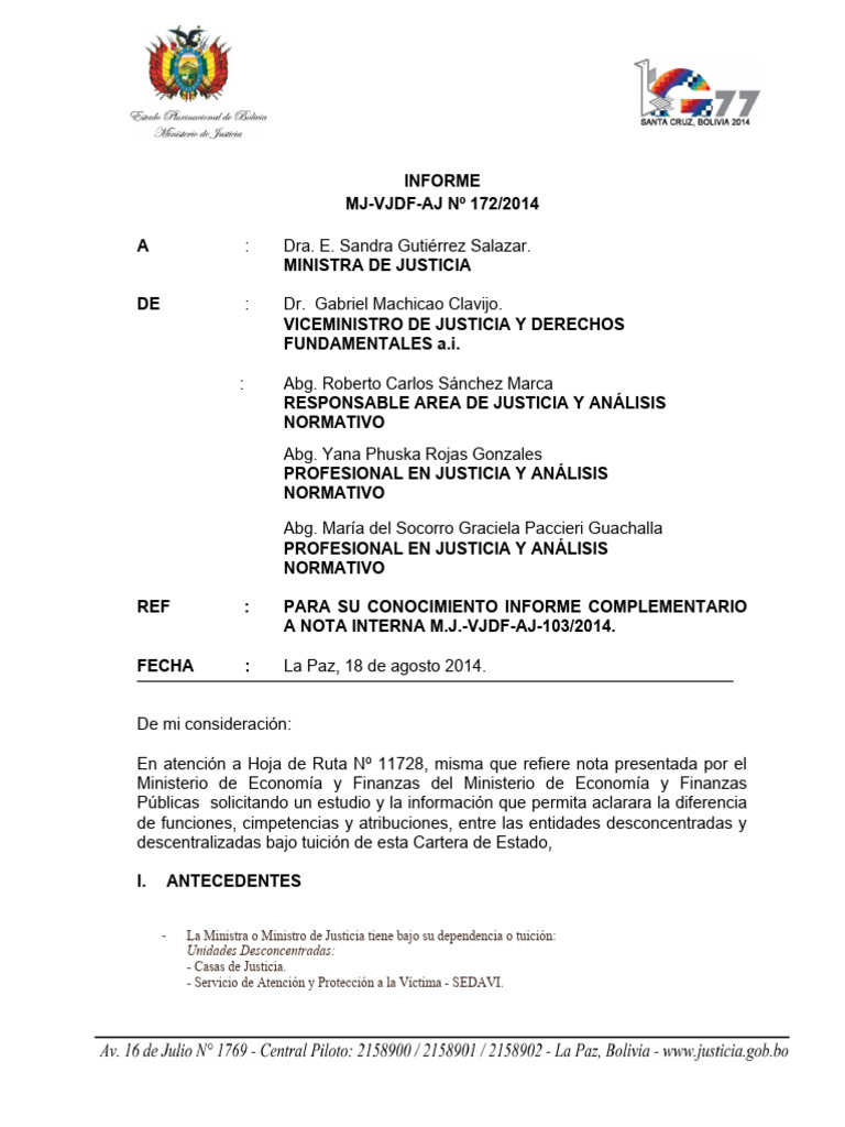 1644 Informe Complementario | PDF | Derecho penal | Ministerio (Departamento de Gobierno)