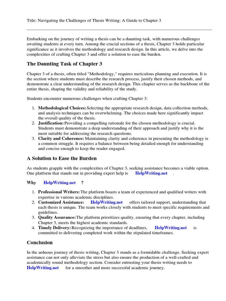 Thesis Guidelines Chapter 3 | PDF | Thesis | Methodology