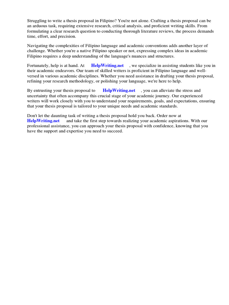 Sample Thesis Proposal in Filipino | PDF | Thesis | Knowledge