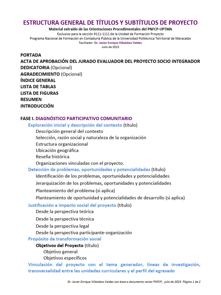 3.- PNFCP ESTRUCTURA DE PROYECTO | PDF | Planificación | Science